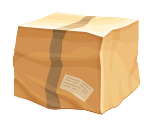 Crumpled cardboard box with corrugated sides Vector Image