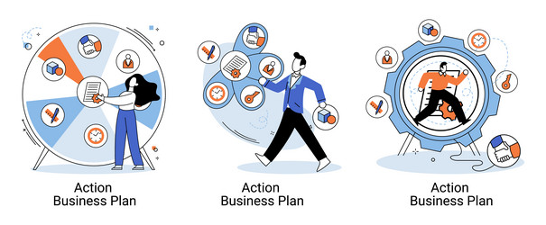 Action business plan development strategies Vector Image
