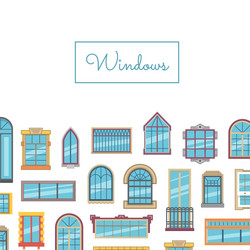 Window flat icons background with place Royalty Free Vector