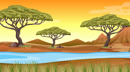 African forest landscape background Royalty Free Vector