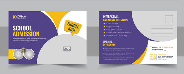 Kids back to school education admission postcard Vector Image