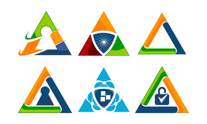 Triangle solution template set Royalty Free Vector Image