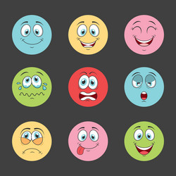 Cartoon comic round faces set Royalty Free Vector Image