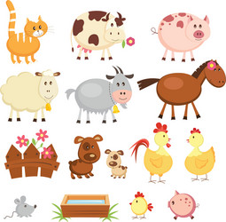 Basic rgbset isolated cute farm animals Royalty Free Vector