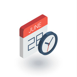 Date and time calendar clock thin line flat Vector Image