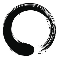 Blue zen enso circle brush Royalty Free Vector Image