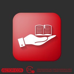 Hand holding a open book sign Royalty Free Vector Image