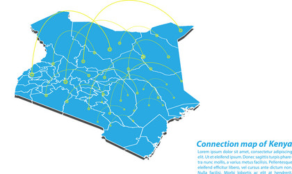 Map of kenya high detailed Royalty Free Vector Image