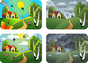 Minimal set of leaf sunny weather and rainy Vector Image