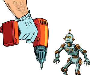 Repair robotics concept the robot Royalty Free Vector Image