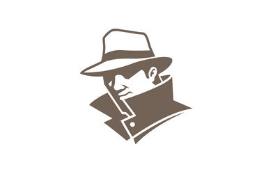 Detective hidden face logo Royalty Free Vector Image