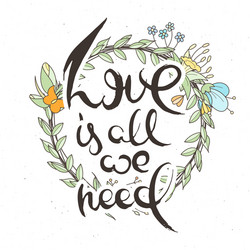 Hand lettering grunge card with flower background Vector Image