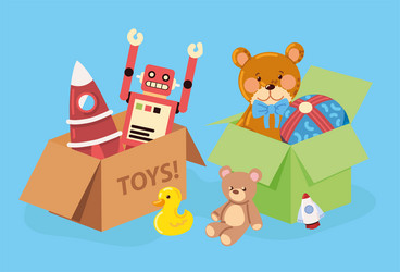 Child toys boxes Royalty Free Vector Image - VectorStock