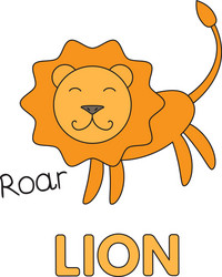 Cartoon lion flashcard for children Royalty Free Vector