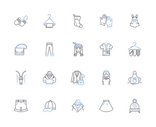 Clothes outline icons collection apparel Vector Image