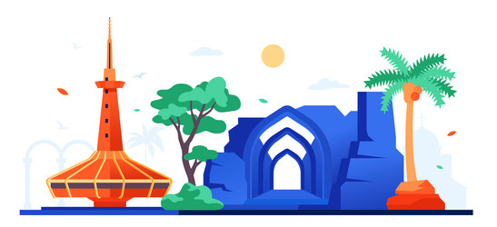 Temple of the dagoba - modern colored Royalty Free Vector