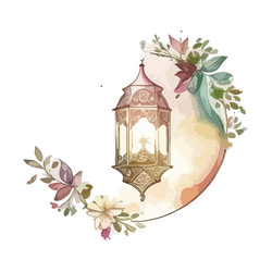 Welcome ramadan background sticker lantern Vector Image