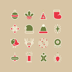 Mega christmas icons set winter holiday symbols Vector Image