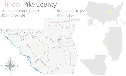 Map of pike county in illinois Royalty Free Vector Image