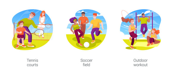 Common sport facilities isolated cartoon Vector Image Common sport facilities isolated cartoon Vector Image