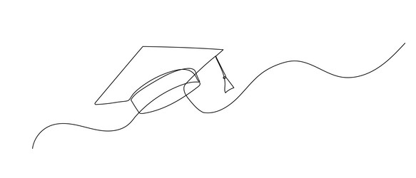 Single continuous line drawing graduation cap Vector Image