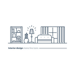 Simple interior apartment design services line Vector Image
