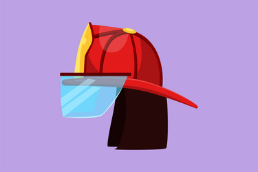 Cartoon flat style drawing red firefighter helmet Vector Image