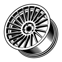 Car wheels rims line art silhouette Royalty Free Vector