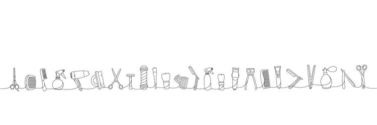 Barber shop one line continuous drawing makeup Vector Image
