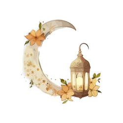 Welcome ramadan background sticker lantern Vector Image