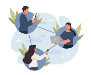 People communicate over internet using computer Vector Image