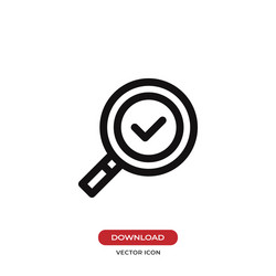 Magnifying glass with check mark icon Royalty Free Vector