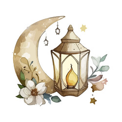 Welcome ramadan background sticker lantern Vector Image