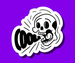 Skull sticker black and white Royalty Free Vector Image