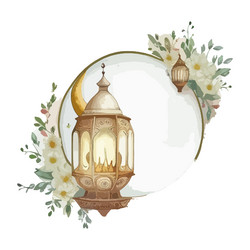 Welcome ramadan background sticker lantern Vector Image