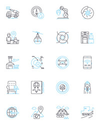 Pilot linear icons set aviator cockpit flight Vector Image