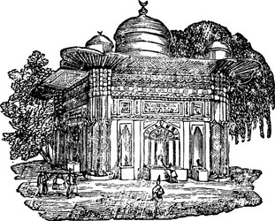 Classic church building engraving Royalty Free Vector Image