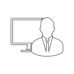 Computer user icon line style eps Royalty Free Vector Image
