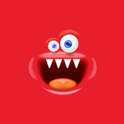 Funny red monster face with open mouth Royalty Free Vector