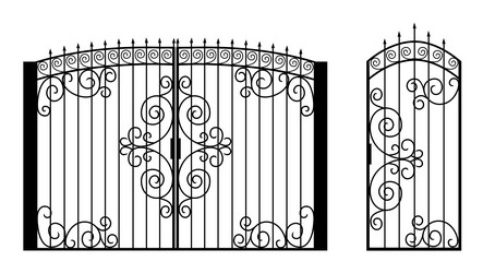 Silhouette of a wrought iron gate Royalty Free Vector Image