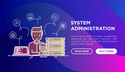 System administrator flat background Royalty Free Vector