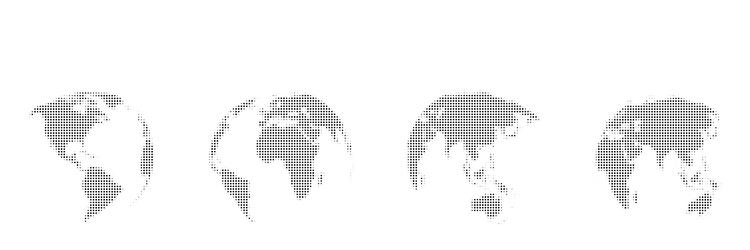 Black and white earth halftone effect globe set Vector Image
