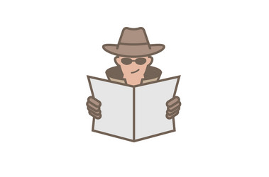 Detective hidden face logo Royalty Free Vector Image