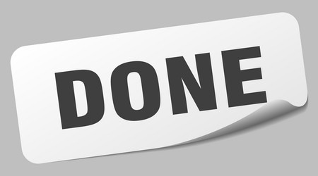 Done sticker label Royalty Free Vector Image - VectorStock