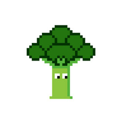 8 bit pixel broccoli cartoon Royalty Free Vector Image