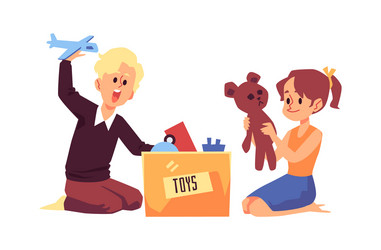 Cartoon family cleaning house - isolated flat Vector Image