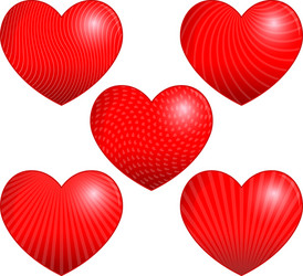 Five pink hearts with patterns Royalty Free Vector Image