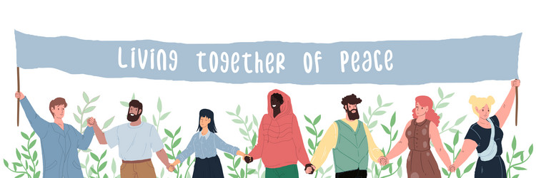 Flat cartoon positive characters on peaceful Vector Image