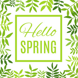 Hello spring circle frame greeting card Royalty Free Vector