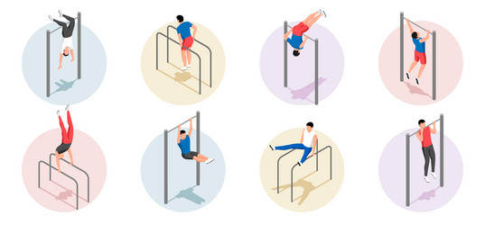 Gym equipment isometric set Royalty Free Vector Image